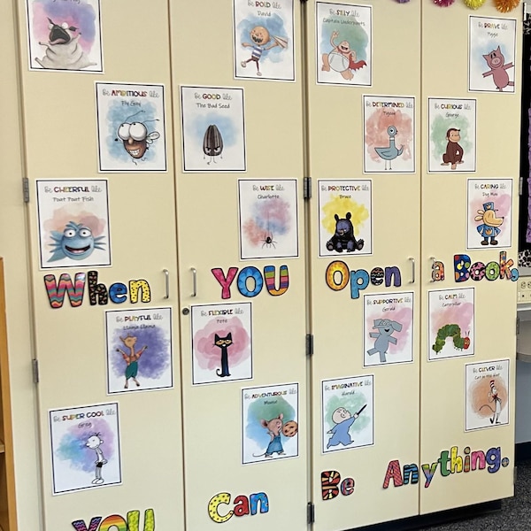 Book Character Posters Positive Affirmation, Watercolors, Classroom ...