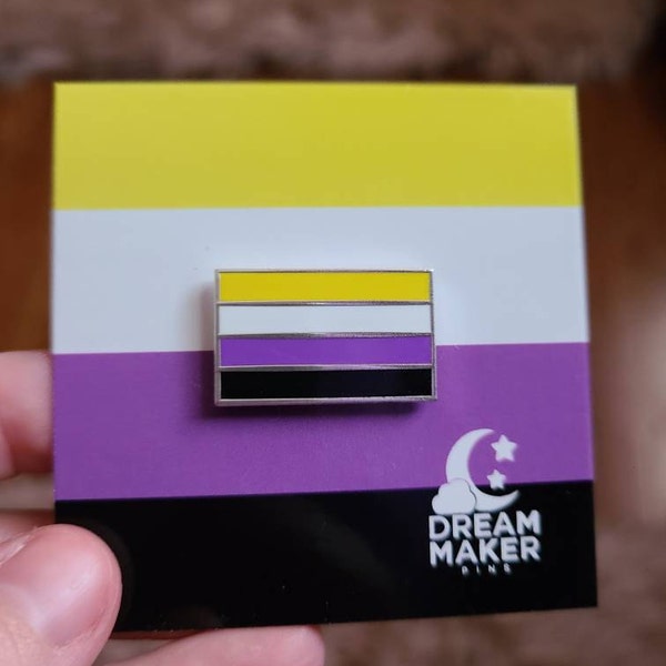 Nonbinary Pride Flag Enamel Pin - Genderqueer, Androgyny, Third Gender ...