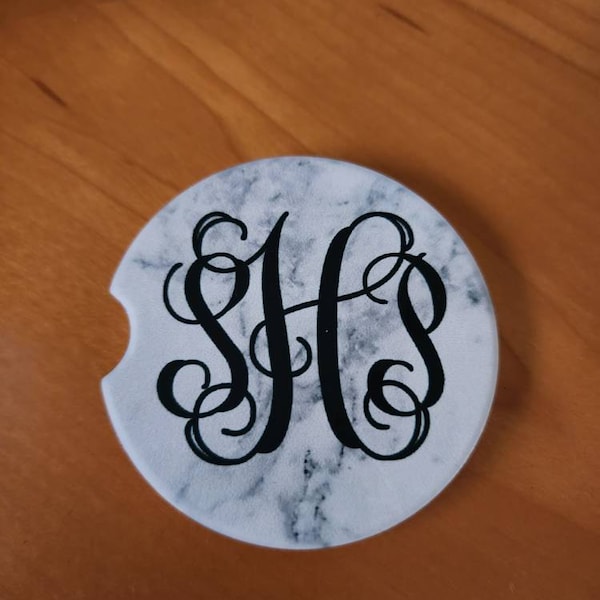 Car Coasters,set of 2, Marble Car Coasters, Monogram Car Coasters - Etsy