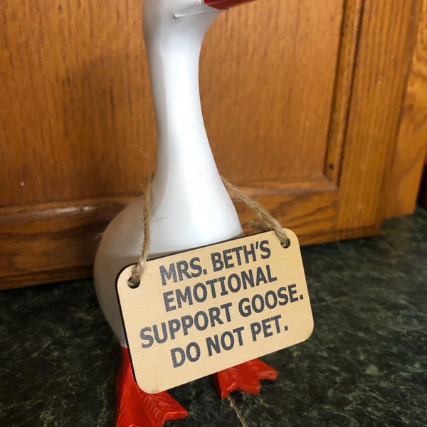 Emotional Support Desk Goose, Customized Sign, Stand for ...