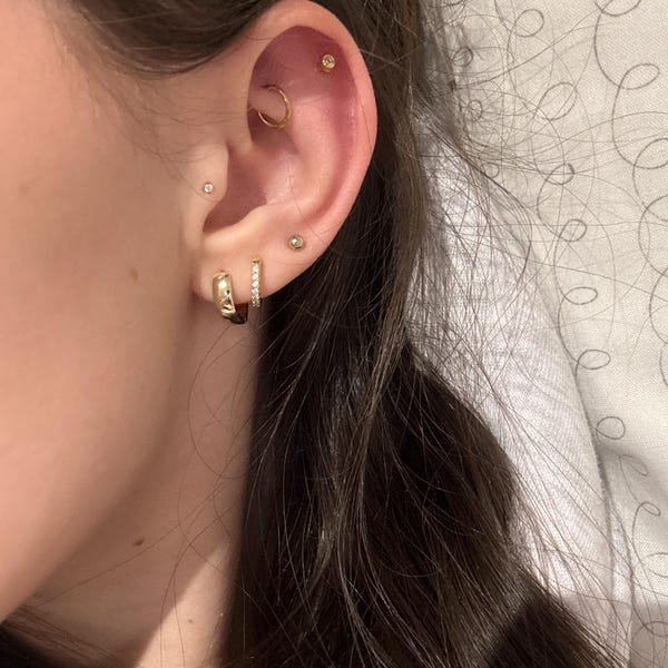 Titanium Vertical Dangle Hidden Helix Piercing, Threaded Flat Back Stud ...