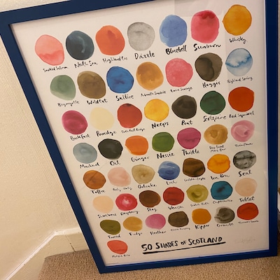 50 Shades of Scotland, Quirky Scottish Colour Chart Poster. Fun Memento ...