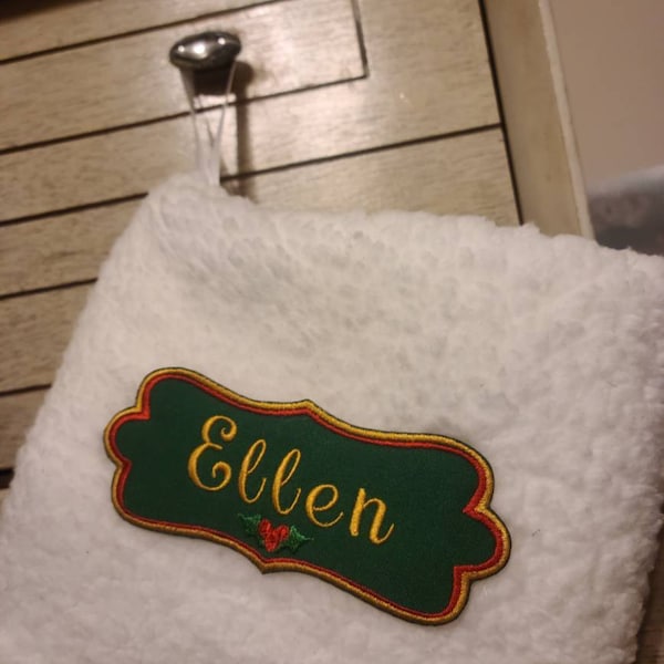 Christmas Stocking NAME PATCH - 5" X 2" Custom Personalized Iron on or ...