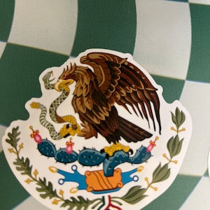 Mexican Flag Coat of Arms Eagle With Snake Hawk Bird Sticker 3 Inch ...
