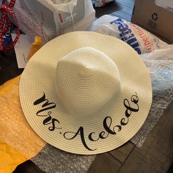 Personalize Bridesmaid Gift Beach Sun Hat Boho Bachelorette Party ...