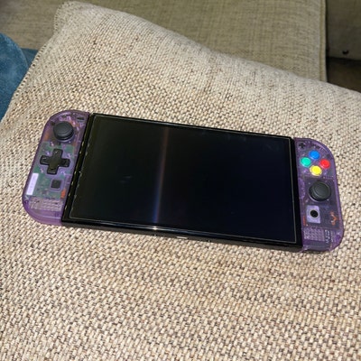 New Custom Nintendo Switch Clear Atomic Purple D-pad Joy-con Controller ...