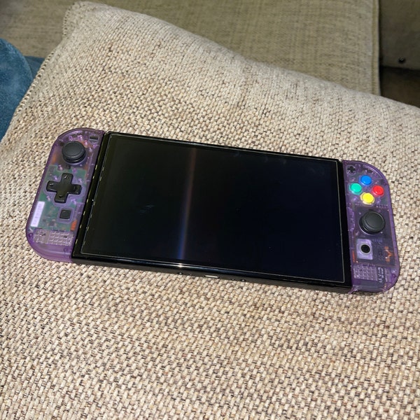 New Custom Nintendo Switch Clear Atomic Purple D-pad Joy-con Controller ...