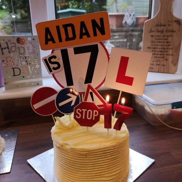 Learner Driver Cake Topper Set, New Driver Cake Toppers, Road Signs ...