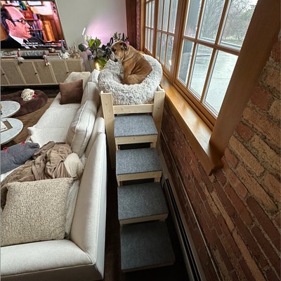 Unfinished Pet Ramp With Slats for Traction Wood Dog Ramp Pet Furniture ...