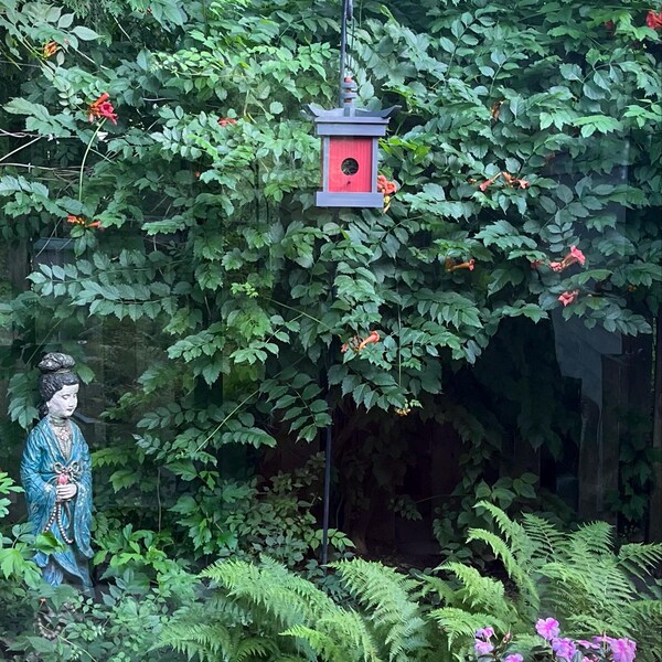 Pagoda Birdhouse, Hanging Cedar Bird House, Japanese Garden Decor - Etsy