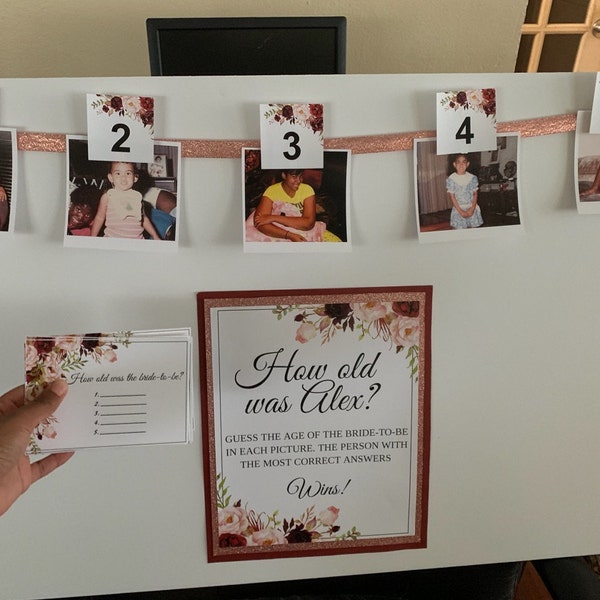 How Old Was the Bride to Be Burgundy Bridal Shower Game Printable Guess ...