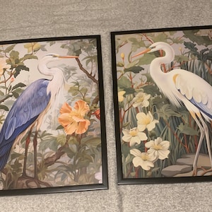 Printable Rococo Chinoiserie Wall Art William Morris Blue Heron Print ...