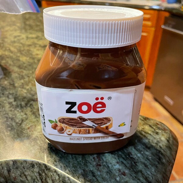 Personalised Chocolate Spread LABEL VINYL STICKER Funny Novelty Gift ...