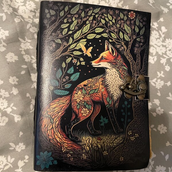 400 Page Large Fox Vintage Handmade Leather Journal, Grimoire Fat ...