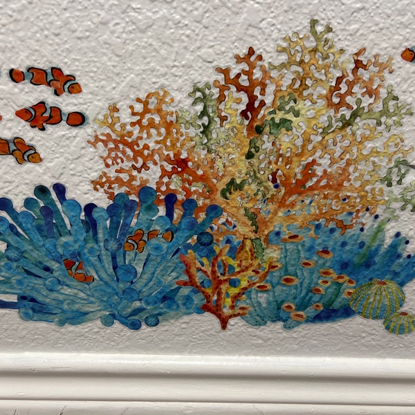Coral Reef Wall Decal, Anemone Wall Decal, Bathroom Decals, Sea Life ...