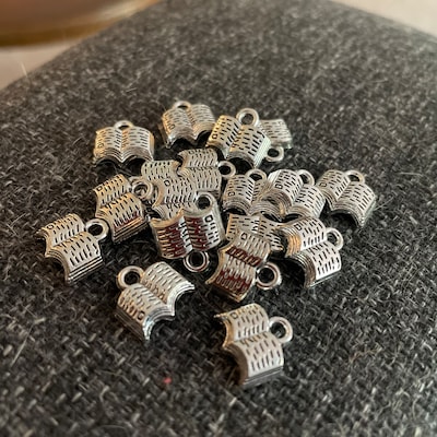 50pcs Mini Book Charms Reading Charm Antique Silver Tone 12x11mm Cf0511 ...