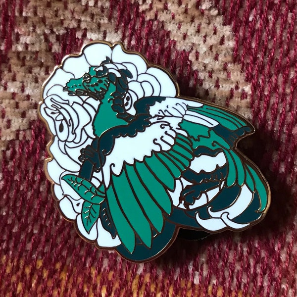 Dragon Hard Enamel Pin. Flowerdragon Art. Fantasy Gamer Gift. Fantasy ...