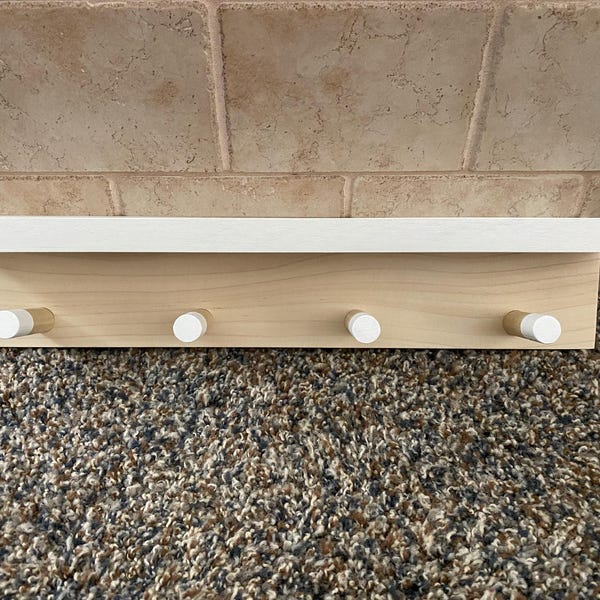 Modern Wood Peg Rail: Natural & White Scandinavian Coat Hooks - Etsy