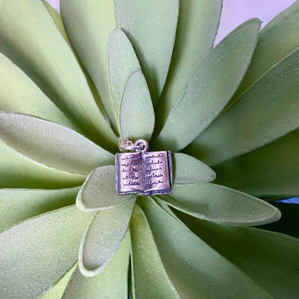 Silver Open Book Necklace - Sterling Silver Open Book Charm on a ...