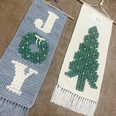 Crochet Joy Wall Hanging Pattern Christmas Wreath Holiday Crochet ...