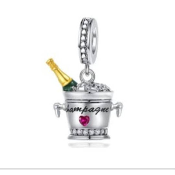 Genuine S925 Sterling Silver, Sparkly, Pink Hearts, Triple Halo Charm ...