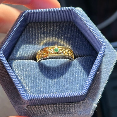 Cottagecore Round Moissanite Engagement Ring for Natural Theme Wedding ...