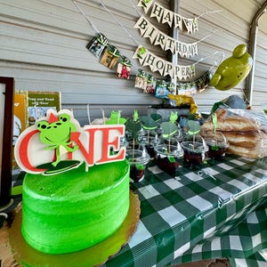 Frog Highchair Banner First Year Down Themed Frog 1st Birthday Party ...