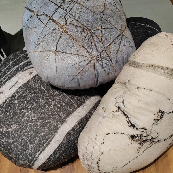 Set of 8 Large Rocks Stone Pillows, Home Decoration, Pebble, Living ...