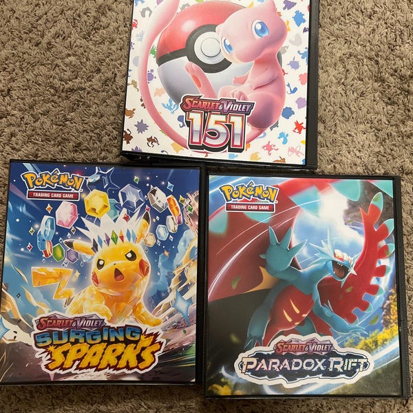 Pokémon Base Set Binders W/exact Number of Pages for Sets, Laminated Cover, Spine and 9-pocket ...