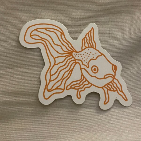 Gold Fish Sticker | Waterproof Water Bottle Sticker - Etsy