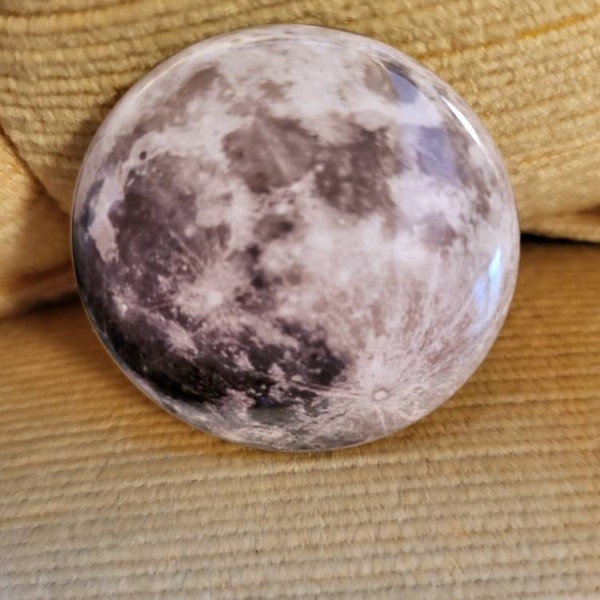 Moon Pin | Outer Space Button | 1 Inch Magnetic Necklace Charm | Star ...