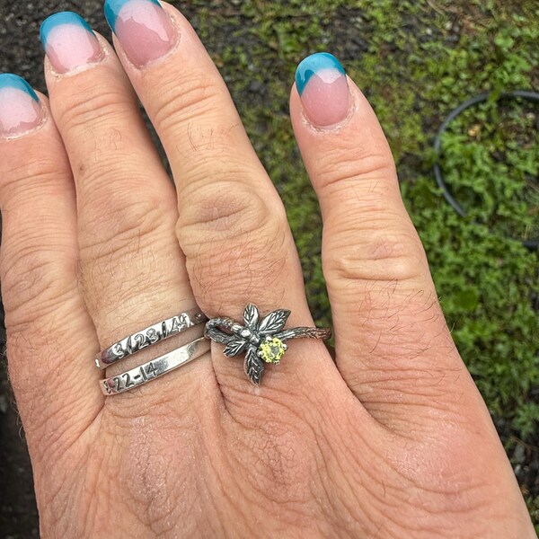 Elven Wedding Ring, Elven Engagement Ring, Dark Elven Silver Natural ...