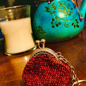 Small Black Gothic Emo Style Crochet Beaded Coin Purse With - Etsy