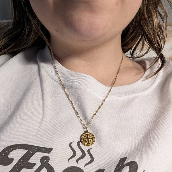 14K Gold Filled Miraculous Medal With Cross Necklace | Catholic Jewelry ...