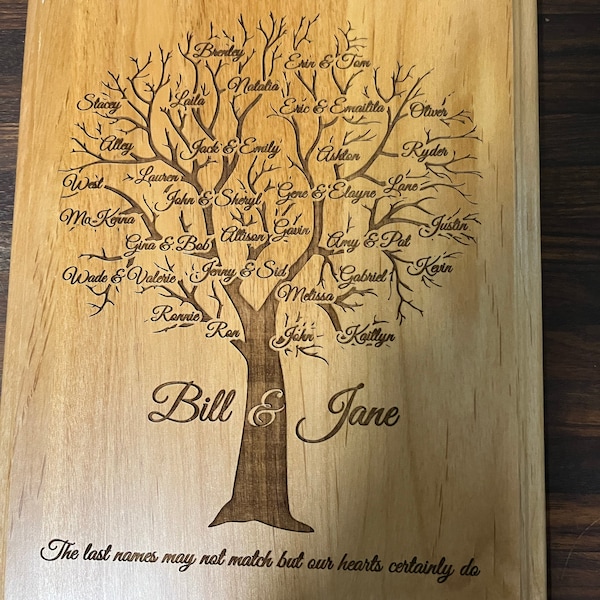 Engraved Family Tree on Solid Wood - Etsy