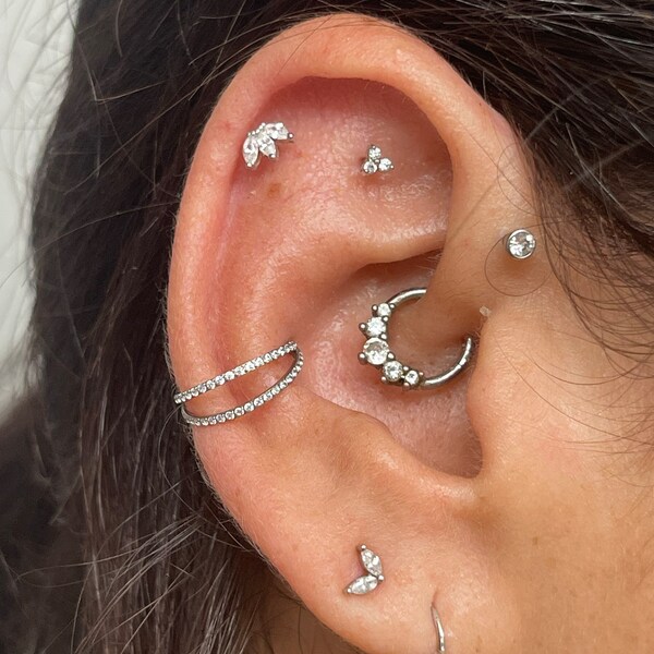 Marquis Piercing,cz Curved Bar Piercing,inner Conch Piercing,cartilage ...