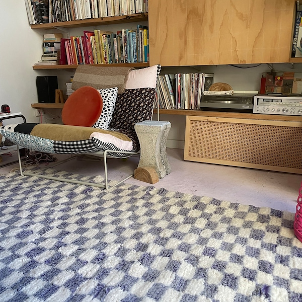 Moroccan Purple Checkered Rug, Checkerboard Handwoven Rugs, Custom Made ...