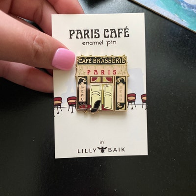 Paris Cafe Hard Enamel Pin, Parisian France Inspired French Coffee Shop ...