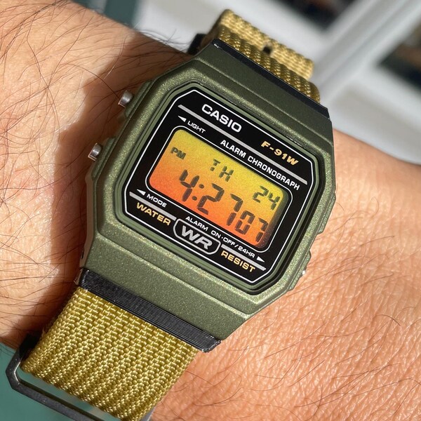 Casio A158W Modified With Rainbow Digits on Mirrored Lcd (v2.0) - Etsy