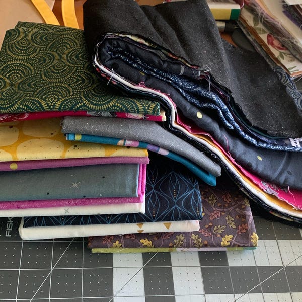 Scrap Fabric Bundle, 3 Pounds Solids, Mystery Grab Bag, Sewing Supplies ...