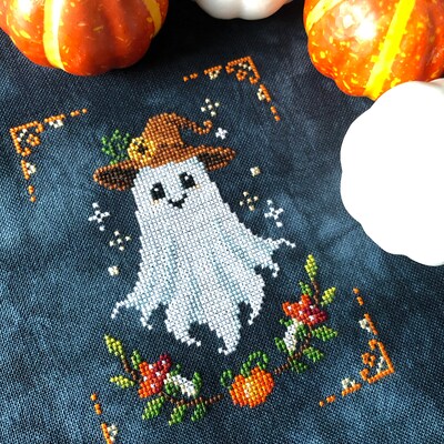 Cross Stitch Halloween Decor 30% Cheaper as a Set Six Cute Ghosts Set ...
