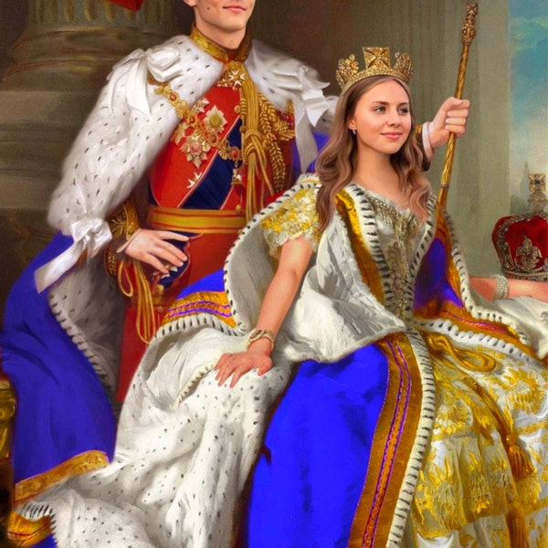 Royal Portrait, Custom Couples Portrait From Photo, Personalized Couple ...