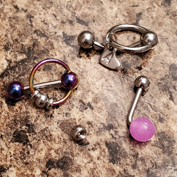 Vertical Hood Piercing Barbell 14G 12G 10G Slave Ring Style VCH ...