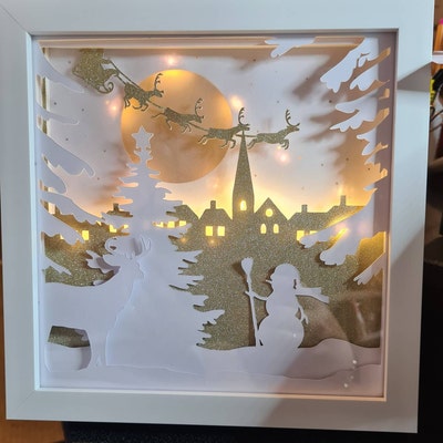 Layered Christmas Shadow Box Svg Files, 3D Christmas Light Box Svg ...