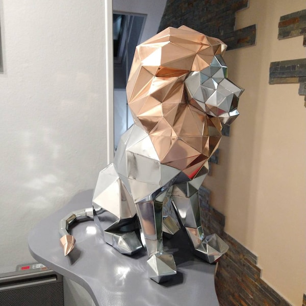 Lion Paper Craft, Digital Template, Origami, PDF Download DIY, Low Poly ...