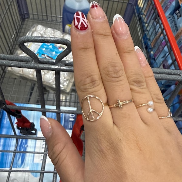 14k Gold Peace Ring, Handmade Peace Symbol Ring, Textured Gold Ring ...