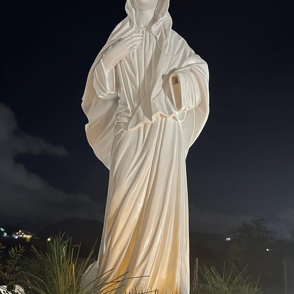 Solid Marble Powder Our Lady of Grace Statue, 40 Cm Virgin Mary Statue ...