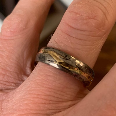 Cracked 3D Printed Titanium Gold Inlay Ring With half Crack - Etsy