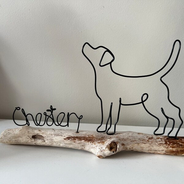 Handmade Wire Labrador on Driftwood, Home Decor, Dog Gifts, Wire Art ...