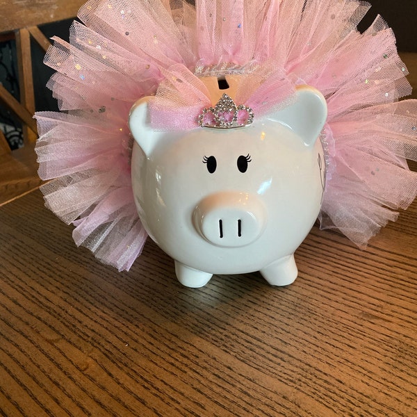 Personalized Light Pink Piggy Bank,pink Tutu,piggy Banks for Girls ...